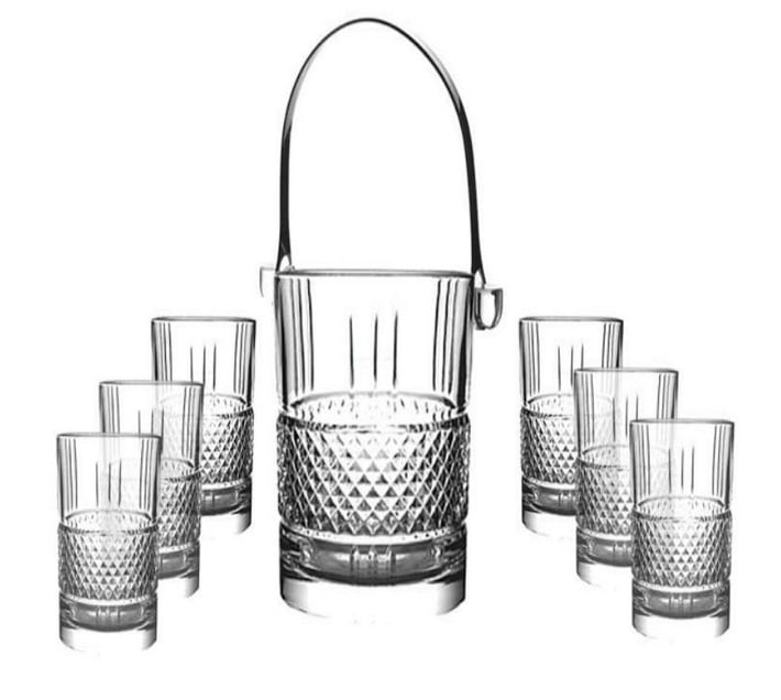 Someone’s in a Makro Glass Ice Bucket Set with Glasses and Tong -Set of ...