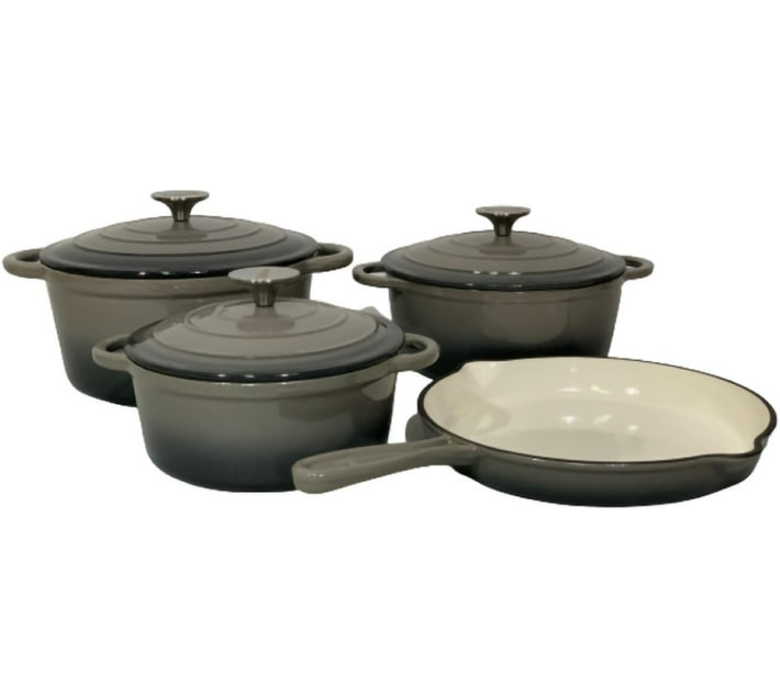 MK HOMO 7 Piece Authentic Cast Iron Dutch Oven Cookware Pot Set Pan Set ...