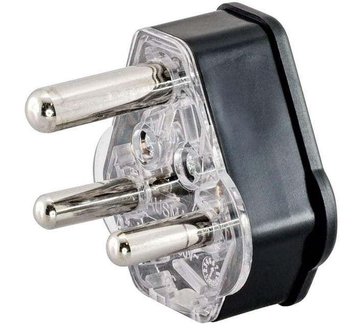 LinkQnet PWR-N-PLUG-BLK 16A 3-Prong Plug Black Power Plug (Black) | Makro