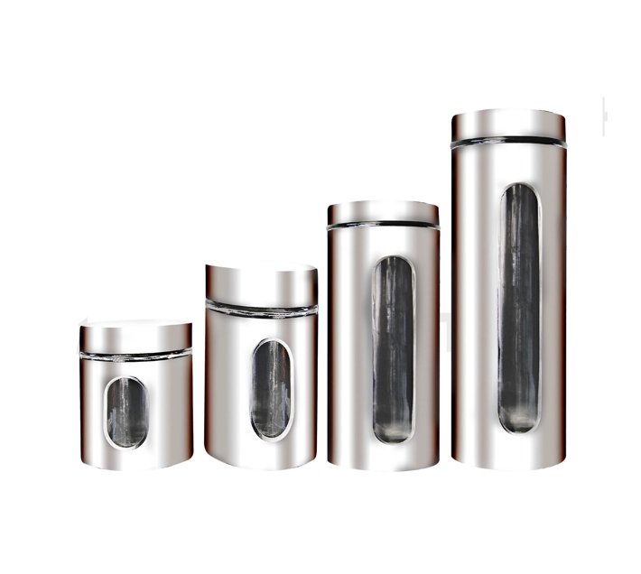 Someone’s in a Makro Decadent 4 Piece Glass Canister Set with Steel ...