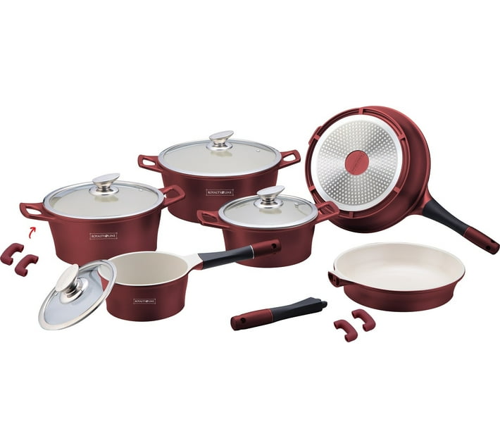 Royalty line Die Cast Ceramic Coating Cookware Set With Glass Lid ...