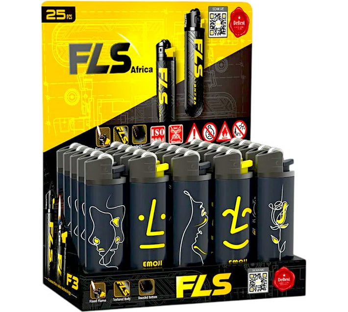 Buy FLS 25 Pack N7 Flint Lighter- Black Pocket Lighter (Black) in Bulk ...