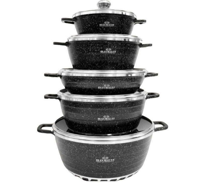 Die-Cast Granite Non-Stick Cooking Pot Set Non-Stick Coated Cast Iron ...
