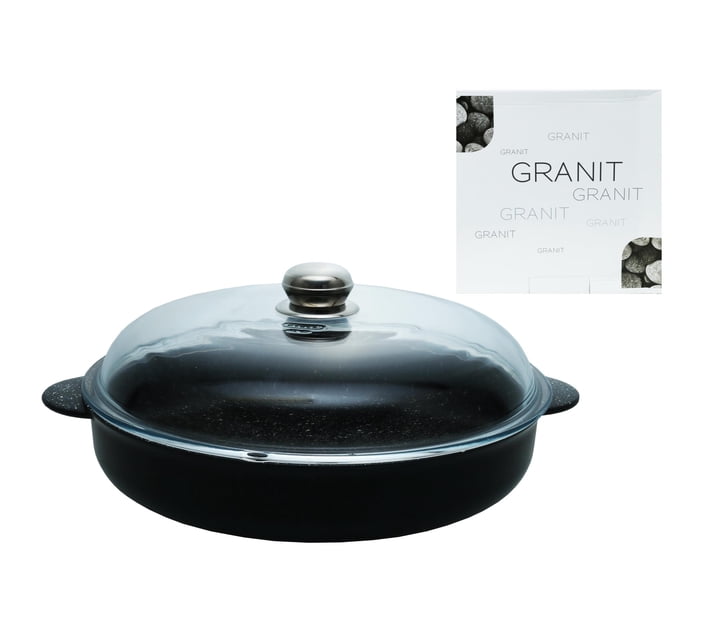 Granit Shallow Casserole With Pyrex Glass Lid 32cm | Makro