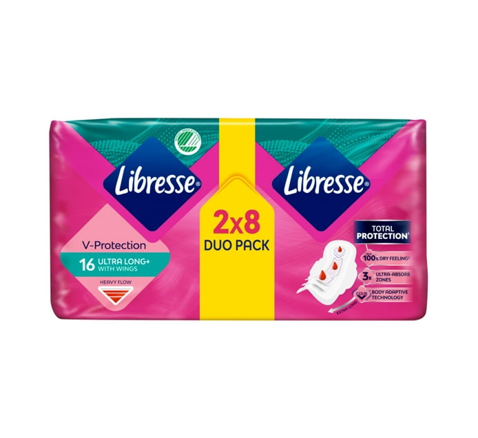 Buy Libresse Heavy Flow Ultra Long+ Sanitary Pads With Wings 16 Pack in ...
