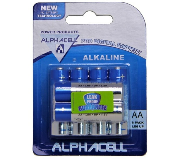 Alphacell Alkaline Pro digital AA LR6 6pc Alkaline Battery Battery ...