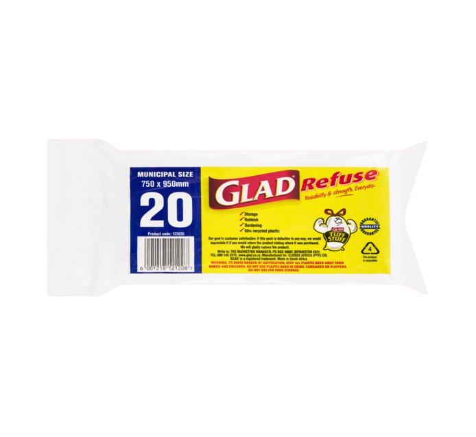 Buy Glad Black Municipal Refuse Bags 20 Pack in Bulk | Makro Business