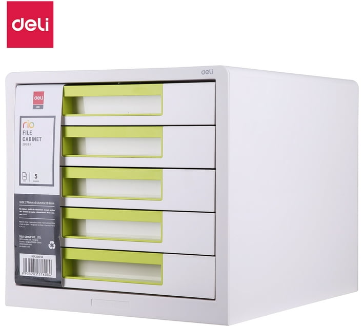 Deli 5 Compartments Plastic File Cabinet (Green white) | Makro