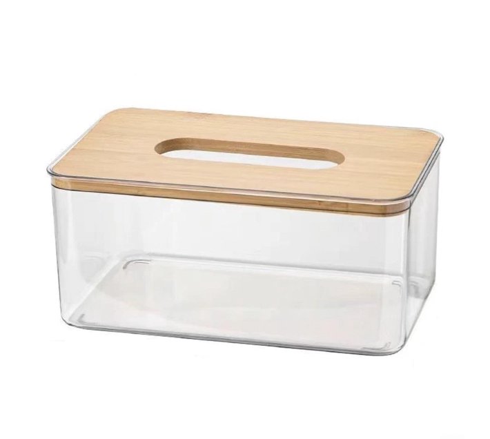 Someone’s in a Makro Modern Acrylic Tissue Box with Natural Bamboo Lid ...