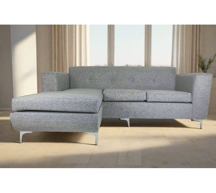Designer Concepts Felicity Corner Couch Grey Linen 3 Seater Sofa Finish Colour Grey Pre assembled Makro
