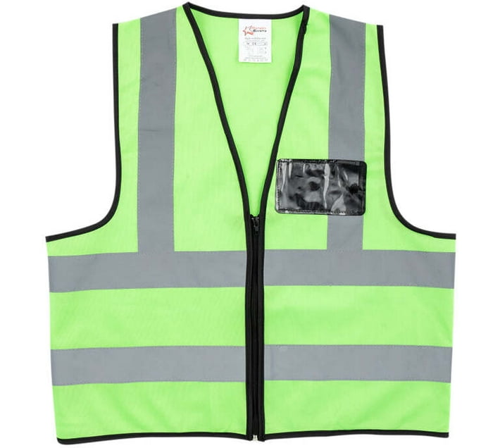 PIONEER SAFETY Vest Reflective Fluorescent Lime Medium Zip/Pocket ...