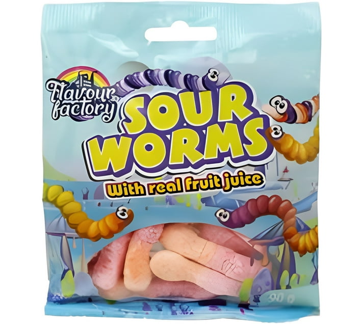 Flavour Factory Sweet gummy ff sour worm 90g (th) Bag (24 x 90 g) | Makro