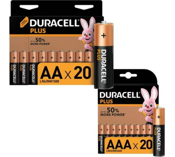 Buy Duracell Plus AA and AAA Bundle - 40 Pack Alkaline Battery (Pack of ...