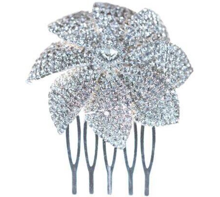 FAS Silver Dazzle Diamanté Hair Slide Grip - 2 S Hair Clip (Silver) | Makro