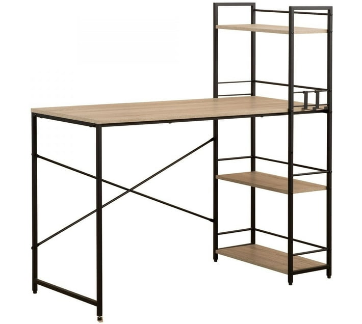 Regal Desk with Integrated Bookcase: Series -Light Oak Engineered Wood ...