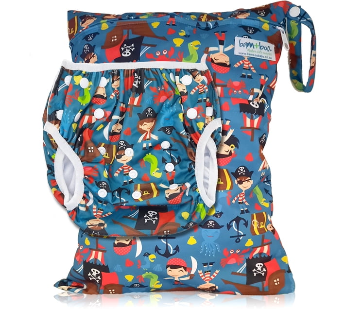 Bamboo Baby Swimming Nappy & Wetbag Combo - Treasure Pant Diapers - L ...