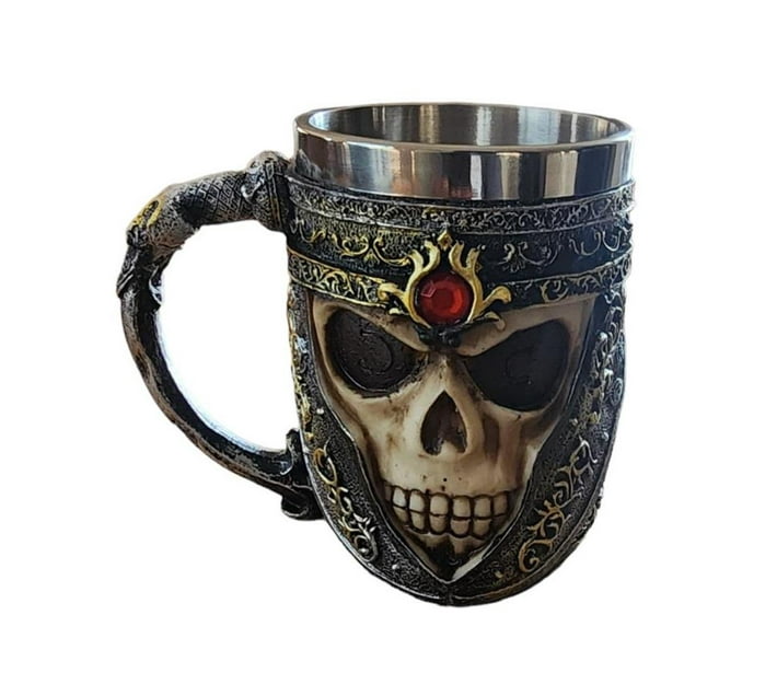 Someone’s in a Makro Large Skull Helmet Mug Medieval Style Sword Handle ...