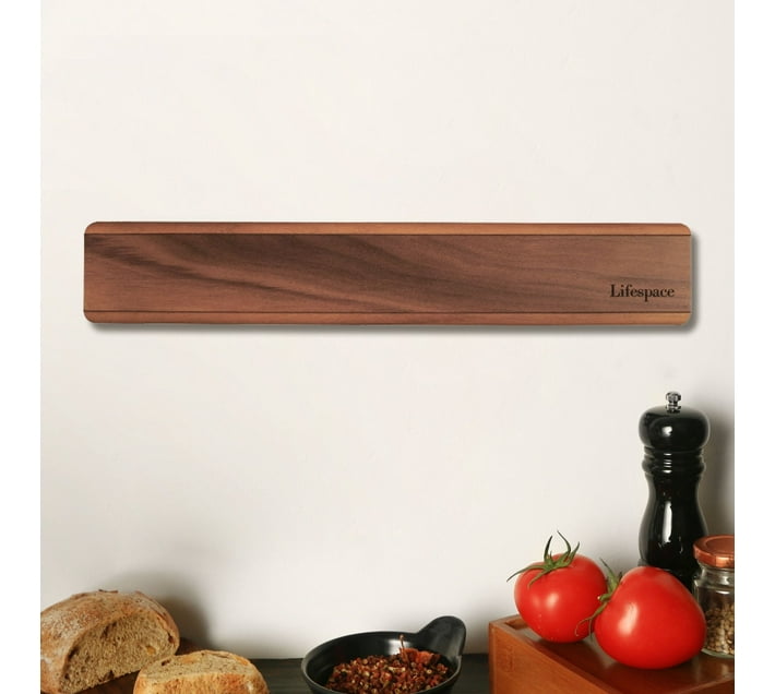 Lifespace Lifespace Premium Walnut Wall Mount Magnetic Knife Rack with ...