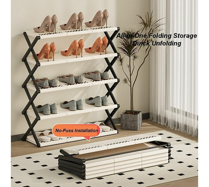 Jiegeng Easy 5 Tier Collapsible Shoe Rack Steel Rack Shelf For Living ...