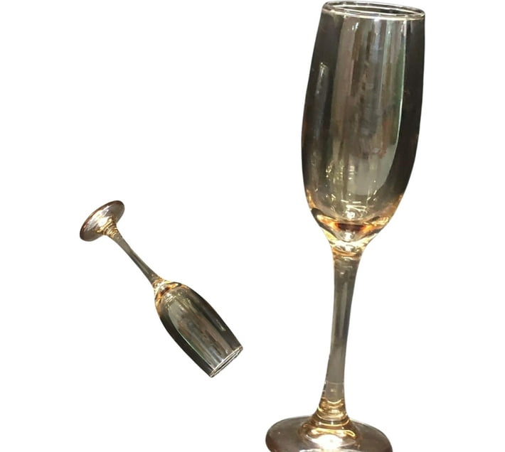 Generic (Pack of 2) Sd103-3 Gold Champagne Glass (200 ml, Glass, Gold ...