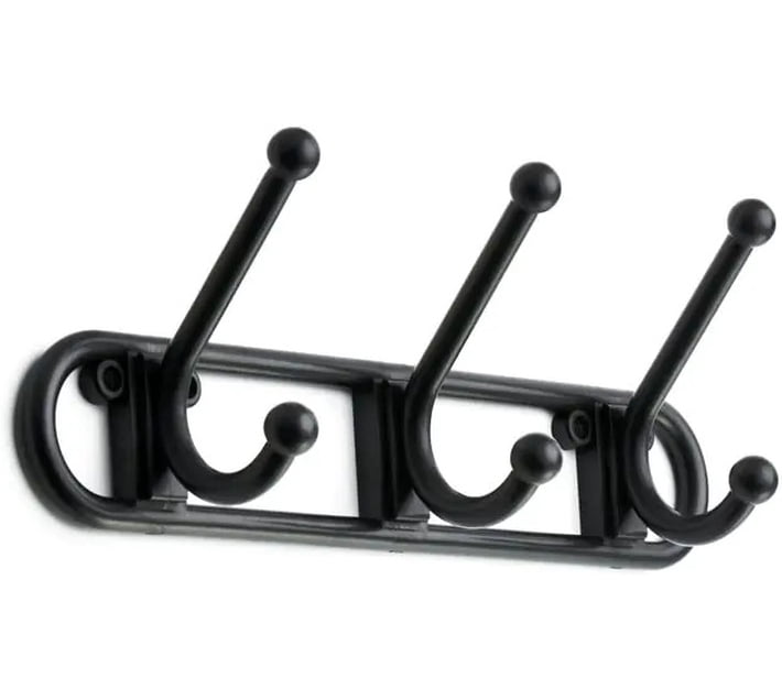 WOODLY Coat Hook Rack, 3 Hook, Black 4 (Pack of 1) | Makro