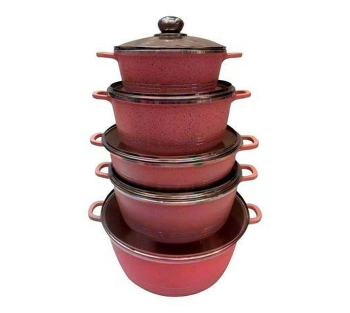 Someones In A Makro Smte Non Stick 10 Piece Cookware Pot Set Red Mood
