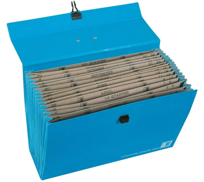 Files 16 Compartments Laminated Board Concertina Attache Case (Blue ...