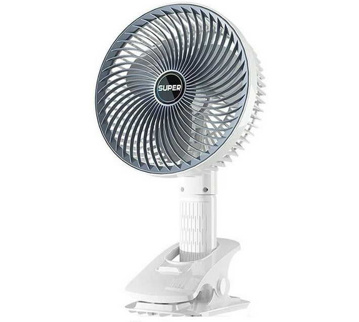SUPER E Rechargeable Clip On Portable Desktop Fan PM-037 USB Fan (WHITE ...