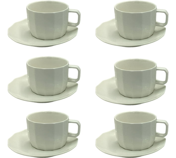 Crockery Centre Pack of 12 Porcelain (White, Cup and Saucer Set) | Makro
