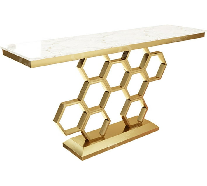 WOODLY Honeycomb Console Golden HX21 Stone Office Table (Free Standing ...