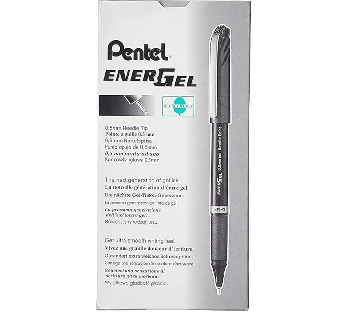pentel BLN15 Energel 0.5mm Needle Tip Roller Ball Rubber Grip Pencil ...