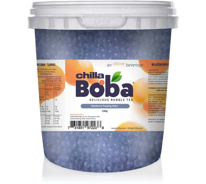 Chilla Blueberry Popping Boba 1.6kg Infusion Tea Drum (1.6 kg) | Makro