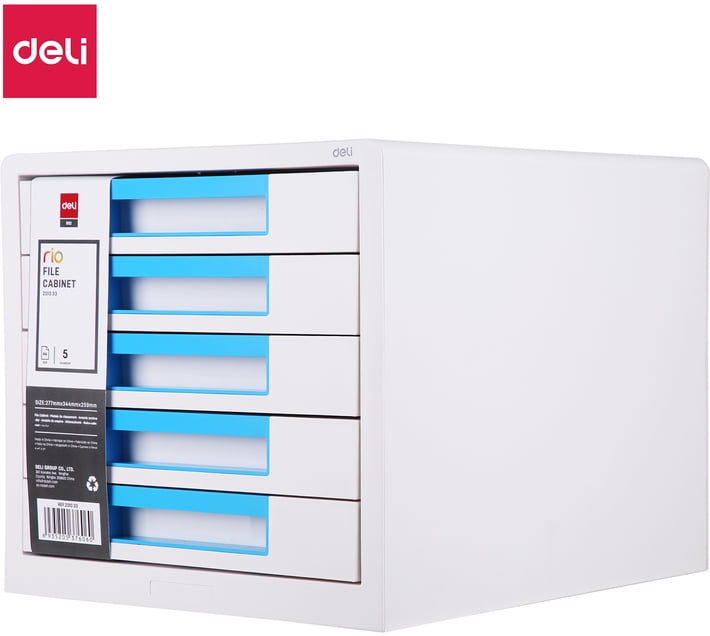 Deli 5 Compartments Plastic File Cabinet (Blue white) | Makro