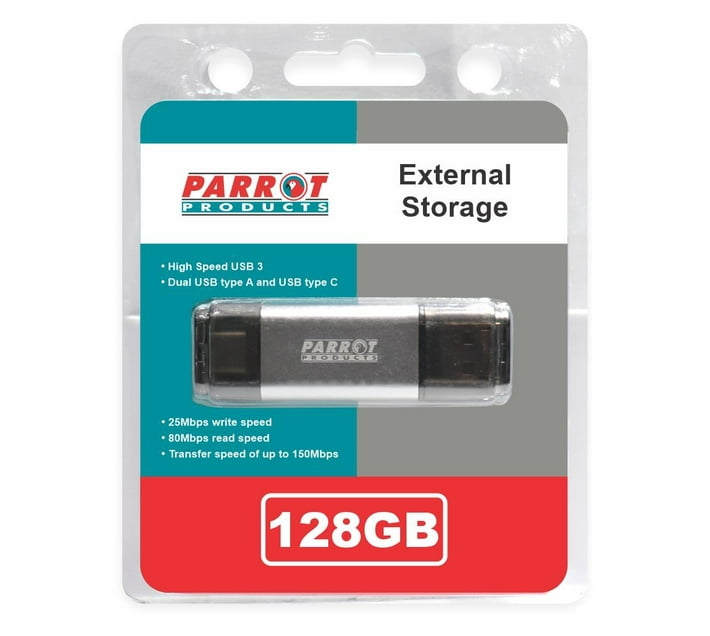 Someone’s in a Makro Parrot External Storage USB 3 Type A + USB C 128GB ...