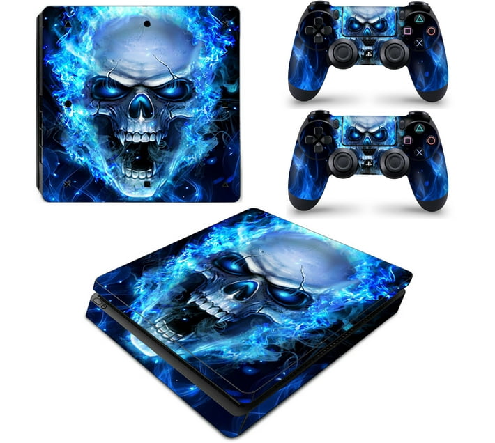 Someone’s in a Makro SKIN-NIT Decal Skin For PS4 Slim: Blue Skull Mood