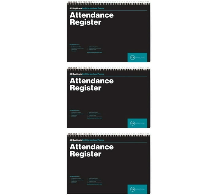 RBE RRBETF1376 Attendance Register Spiral Bound Book A4 3's (1 Sets ...