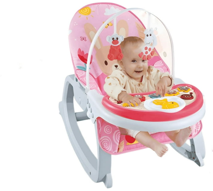 MHC 3-in-1 Baby Music Rocking Chair with Table Bedside Bell Music Piano ...
