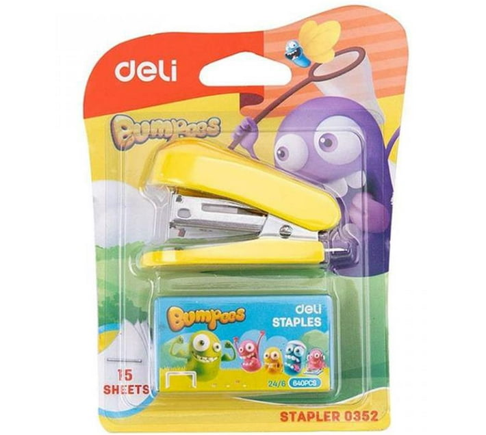 Deli Bumpees 15 Sheets Mini Stapler With 640 Pieces 24/6 Staples - 0352 ...