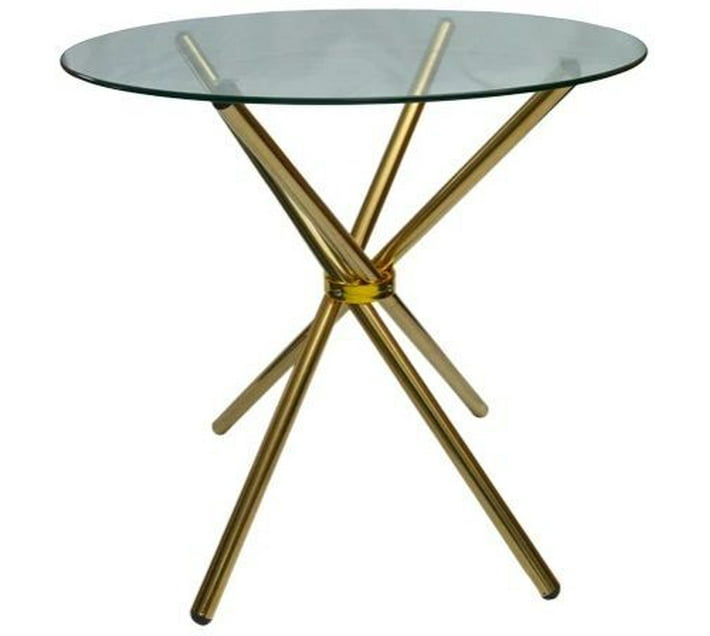 SMTE 80cm 4 Seater Round Glass Table - Gold Legs Metal Coffee Table ...