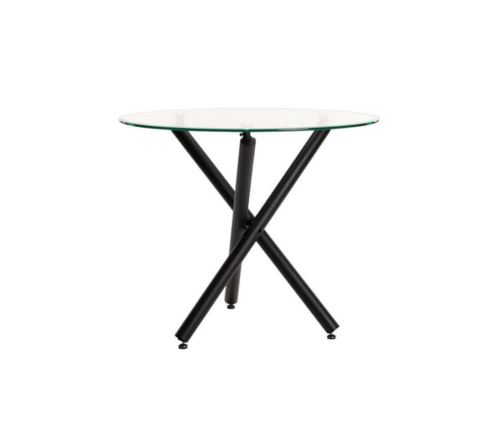Someones In A Makro Diva 90cm Round Glass Top Dining Table Black Legs Mood