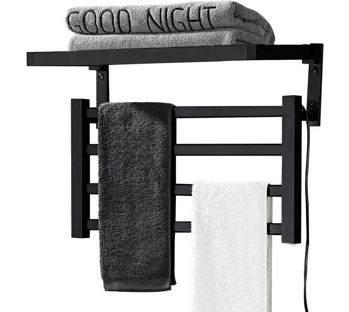 Generic F22-2-13 Wall Mounted Electric Towel Heating Steel Rack Shelf ...