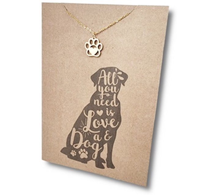 Embellished Jewellers Pendant On Message Card Paw Dog Copper Plated ...