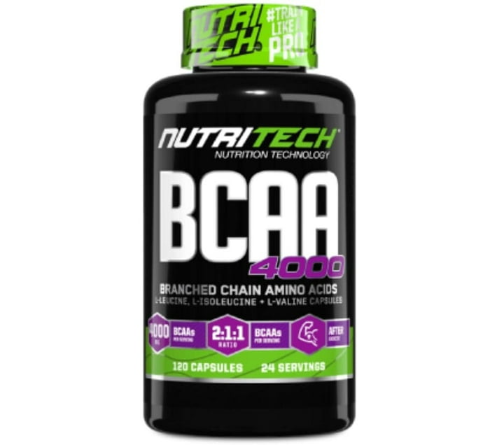 Nutritech BCAA 4000 (120 Caps) BCAA (120 Capsules, Unflavoured) | Makro