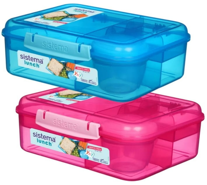 Sistema Lunch Box Bento With Yogurt Pot Rectangular 1.65L Set 2 ...