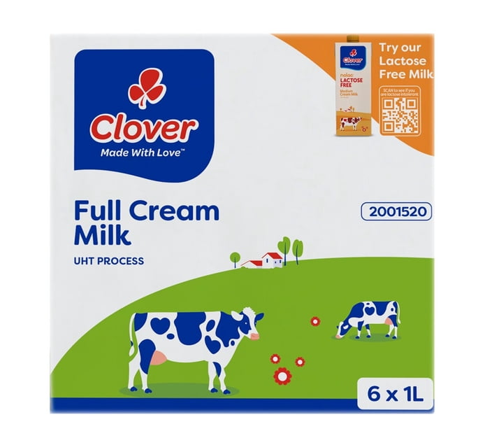 Buy Clover Full Cream UHT Long Life Milk 6 x 1L in Bulk | Makro Business