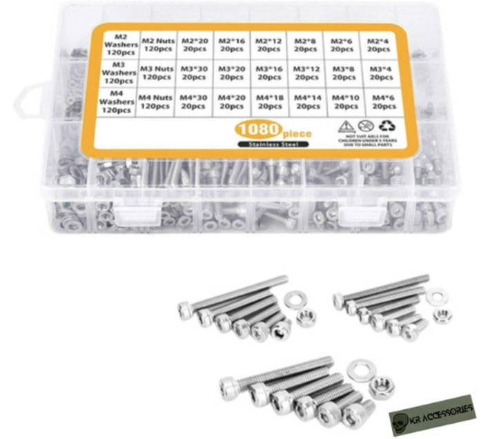 KR Accessories Nut & Bolt Set KR Stainless Steel Allen Key Bolt/ Washer ...