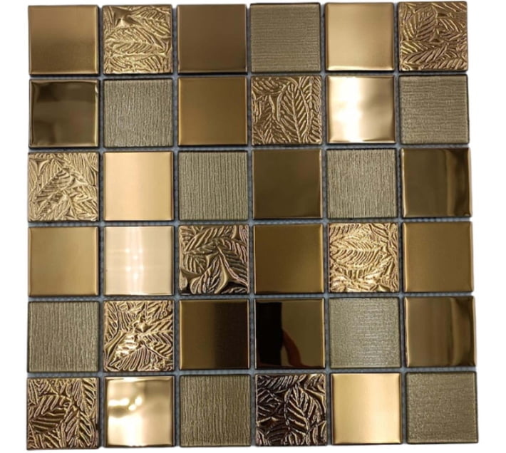 Earthstone Glass Mosaic - Midas Gold (per sheet) Metallic Modern ...