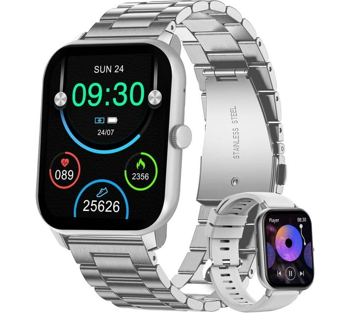 LUKA 1.83" Large Screen, Bluetooth Call Smartwatch (SILVER Strap, One ...
