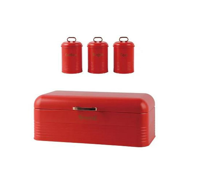 Someone’s in a Makro Bread Bin with 3 Piece Canister Set - Red Mood