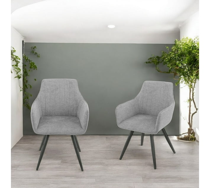 Click furniture Fabric Dining Chair (Set of 2, Finish Colour - Grey ...